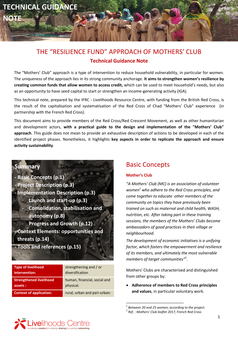 Thematic guidelines - Livelihoods Centre